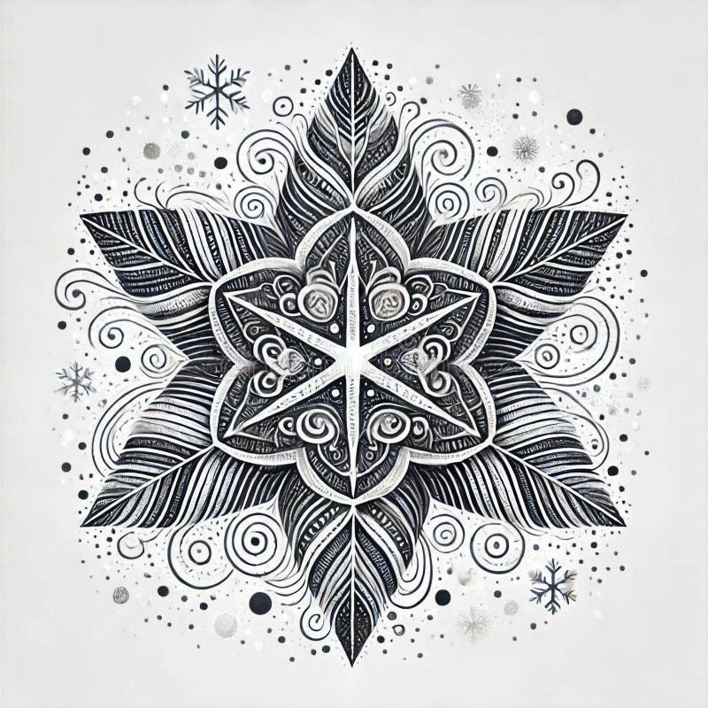 Digital Artwork Image of a Star-shaped Design with Complex White Lines ...