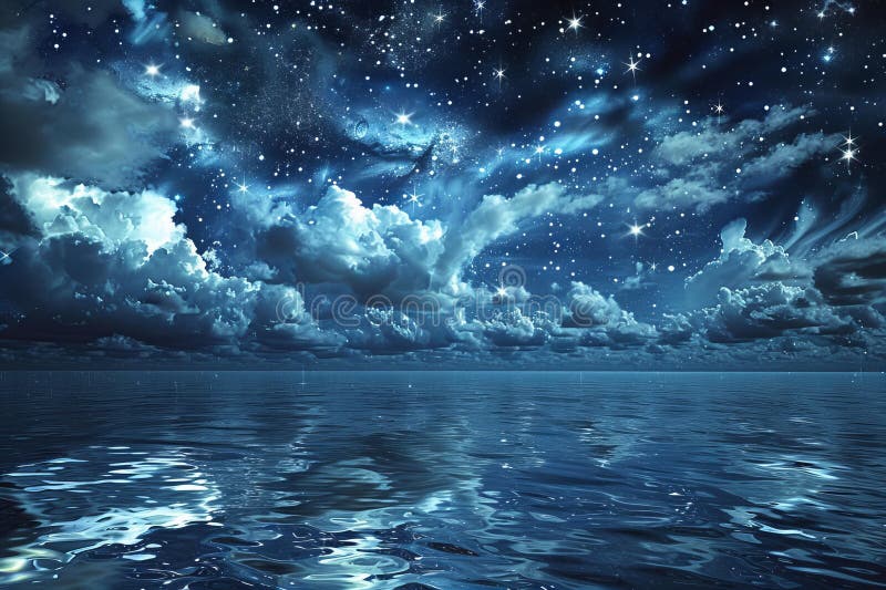 Digital Artwork of Imaginary Space Scene with Stars and Clouds, High Quality, High Resolution ...