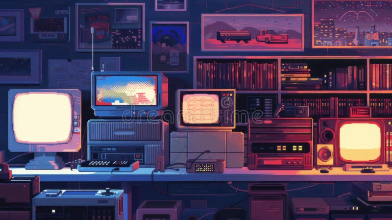 A Digital Artwork Inspired by Retro Video Games and Pixel Art Stock ...