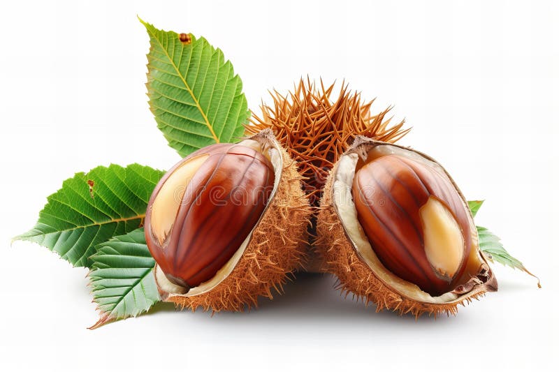 Digital Artwork of Isolated on White Background, Chestnut Fruit with ...