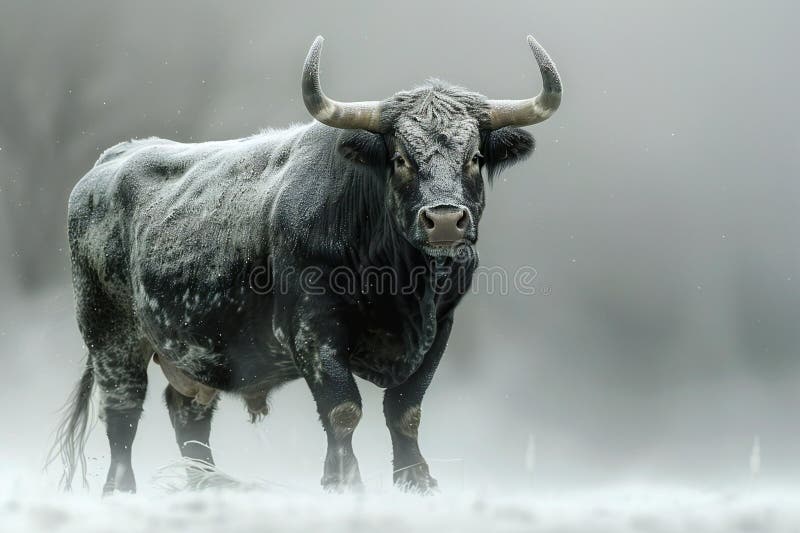 Digital Artwork of Large Bull Standing on Soft White Background, High ...