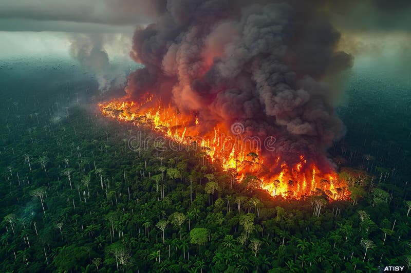 Digital Artwork of Large Fire in the Amazon Rainforest Could Be Seen ...