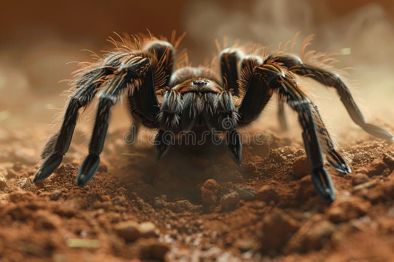 Digital Artwork of Large Tarantula Emerging from the Ground, Its Legs ...