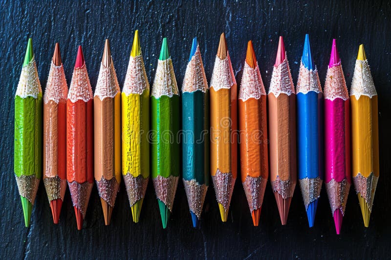 Digital Artwork of Line of Several Colored Pencils , High Quality, High ...