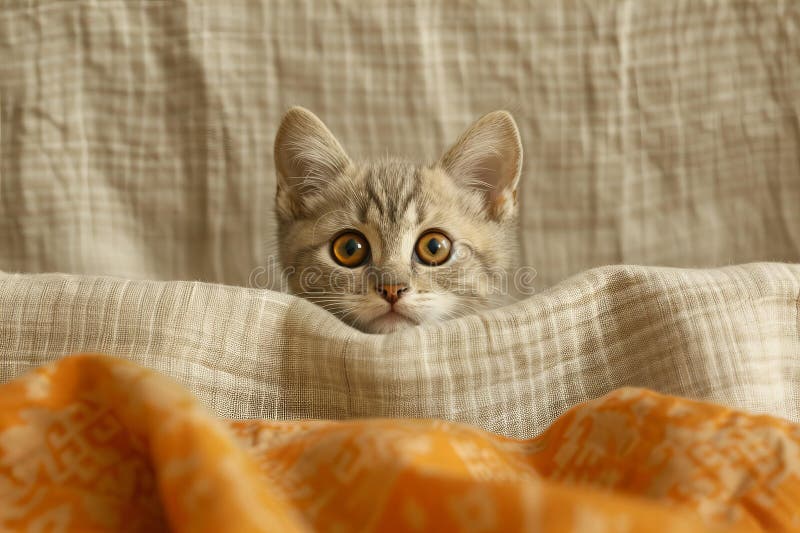 Digital Artwork of Little Cat Peeking Over the Banner, High Quality ...