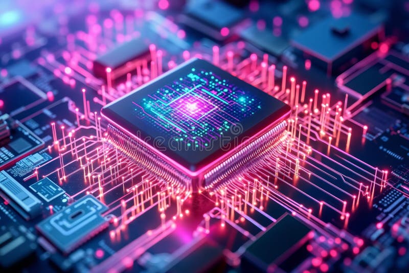 A Computer Chip on Top of a Circuit Board Stock Illustration ...
