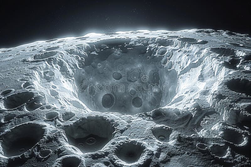 Digital Artwork of of the Moon S Outer Surface with Crater and Hole ...