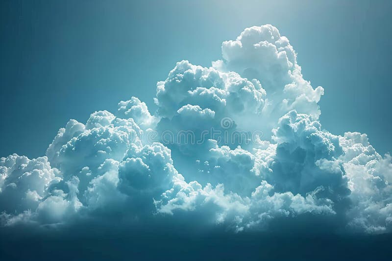 Digital Artwork of One Isolated Light Blue Cloud on White Background ...