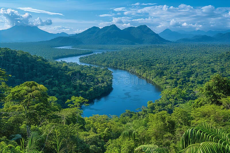 Digital Artwork of Panoramic Photo of the Amazon Rainforest, with ...