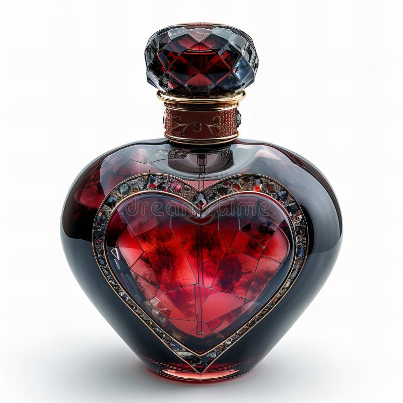 Digital Artwork of Perfume Bottle, Heart Type , Isolated on White ...