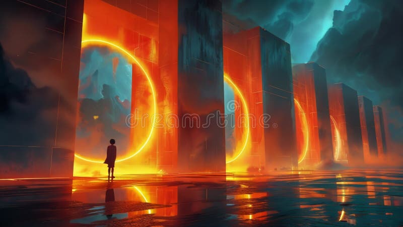 A Person Standing in Front of an Infinity Sign in the Sky Stock ...