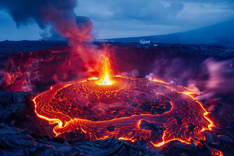 Digital Artwork of Photo of the Inside View of an Active Volcano, with ...