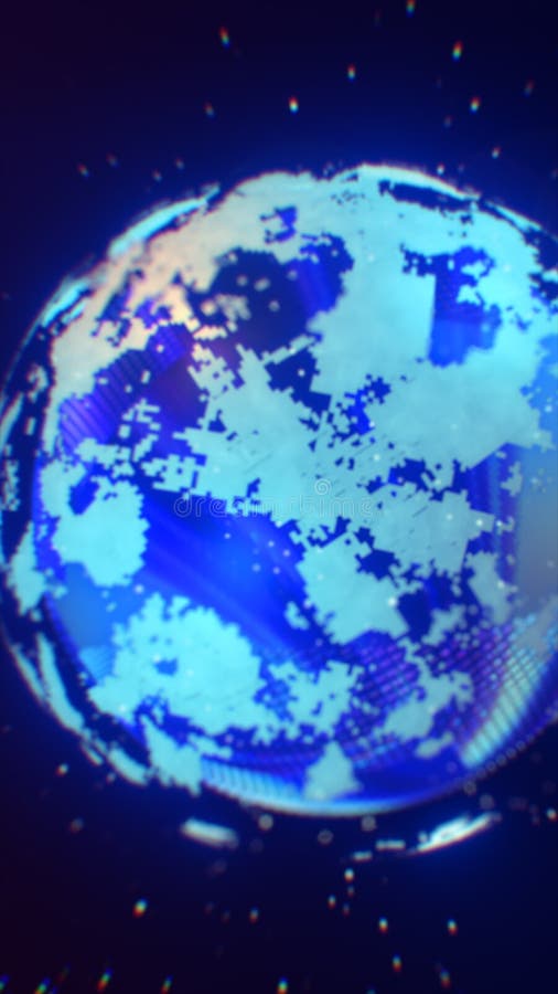 A Digital Artwork of a Pixelated Blue Globe with a Futuristic Cyber ...