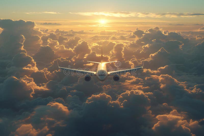 Digital Artwork of Plane Flying in the Clouds, High Quality, High ...