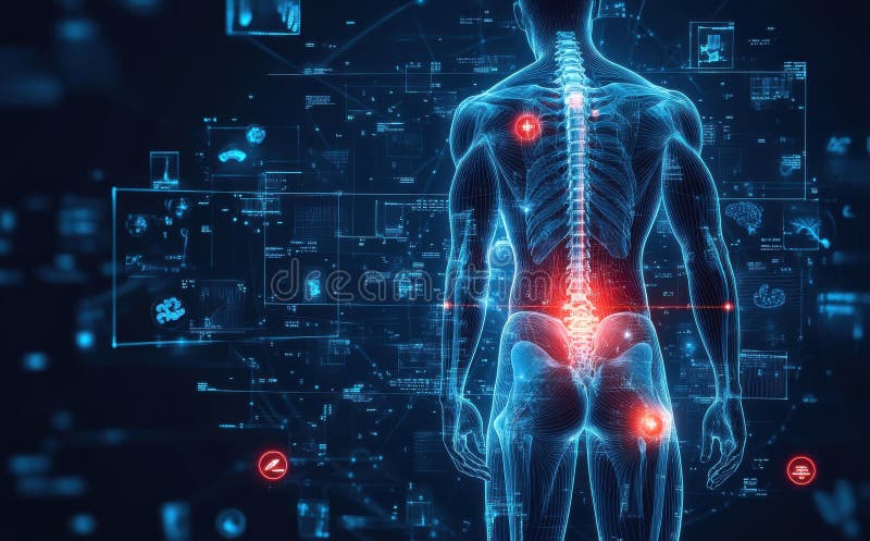 Futuristic Digital Illustration of the Human Body with Focus on Spine ...