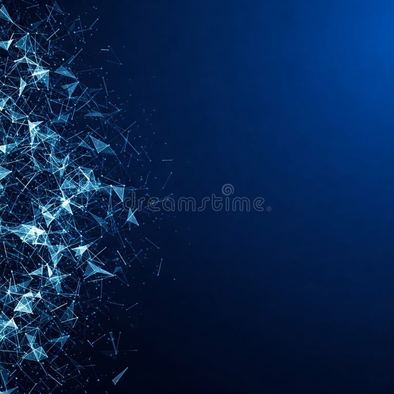 Abstract Dark Blue Polygonal Network with Glowing White Connections ...