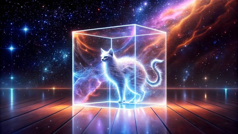 Schrödinger S Cat in Cube: Conceptual Art with Cat in Box, Quantum ...