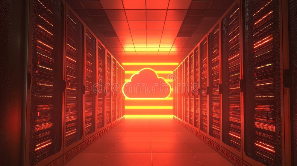 A Digital Artwork Representing Cloud Computing, with Bright Blue Data ...