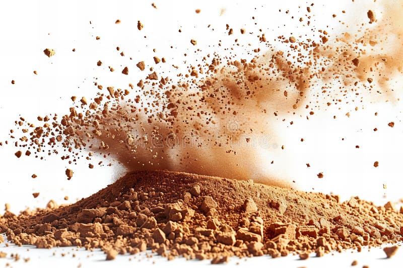 Digital Artwork of Sand Flying on White Background, Top View, Isolated ...