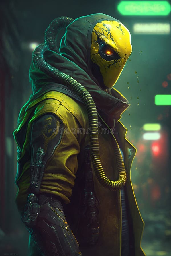 Digital Artwork of Sci-fi Cyberpunk Character Stock Illustration ...