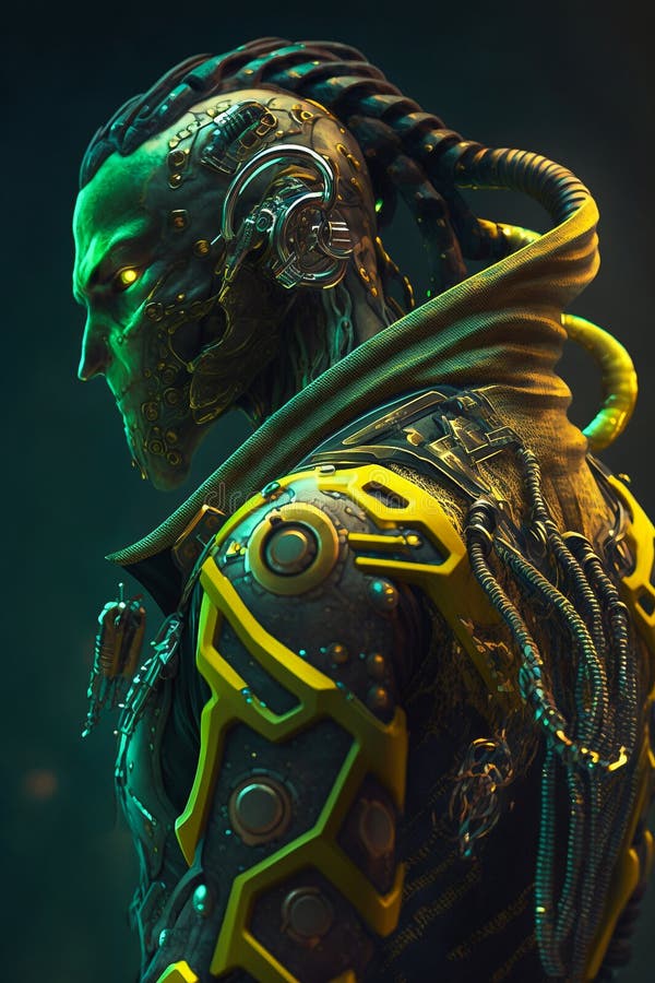 Digital Artwork of Sci-fi Cyberpunk Character Stock Illustration ...
