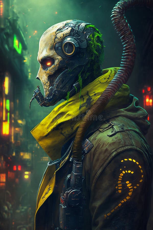 Digital Artwork of Sci-fi Cyberpunk Character Stock Illustration ...