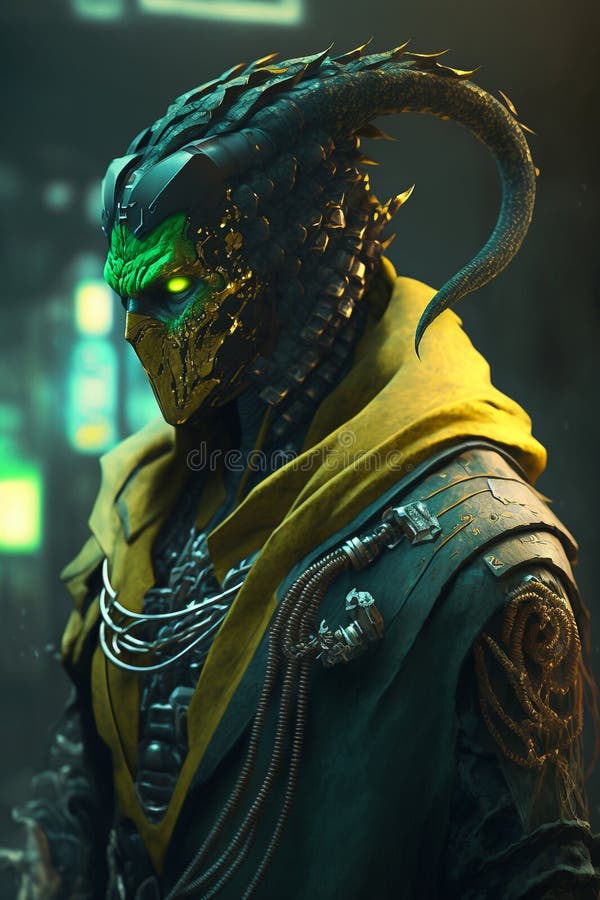 Digital Artwork of Sci-fi Cyberpunk Character Stock Illustration ...