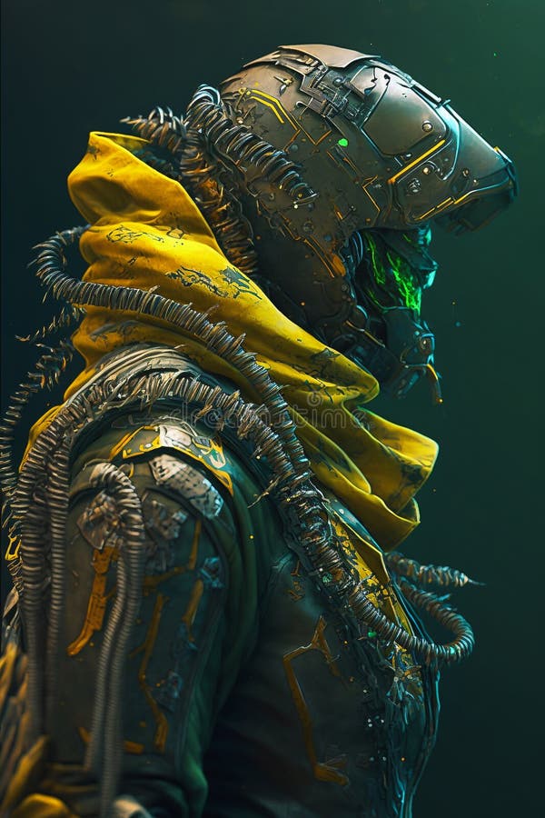 Digital Artwork of Sci-fi Cyberpunk Character Stock Illustration ...