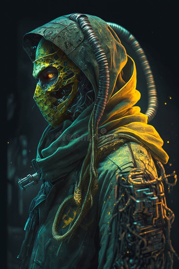 Digital Artwork of Sci-fi Cyberpunk Character Stock Illustration ...