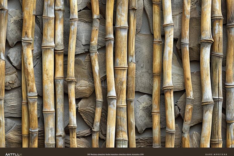 Digital Artwork of Seamless Pattern of Bamboo Sticks, Showcasing the ...