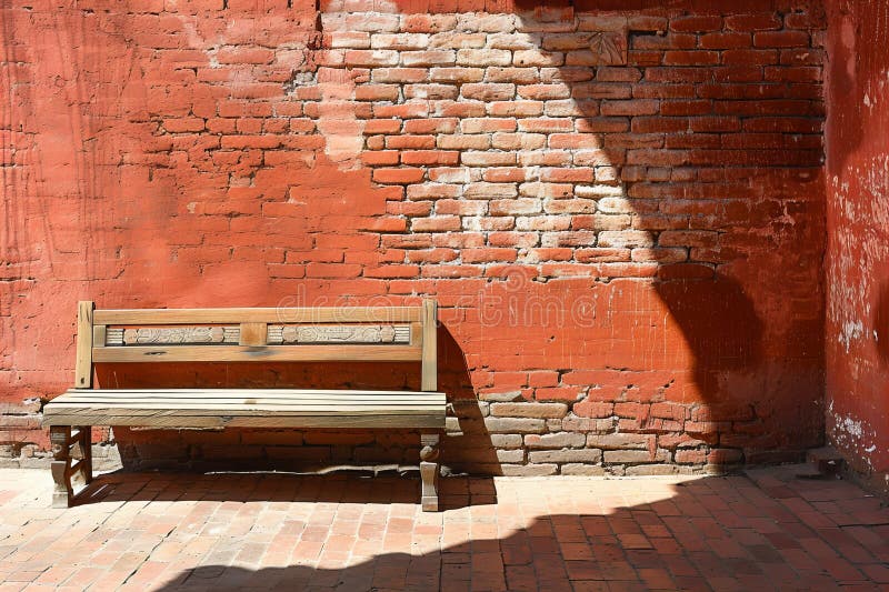 Digital Artwork of Shadow on the Brick Wall and Bench in the Room Photo ...