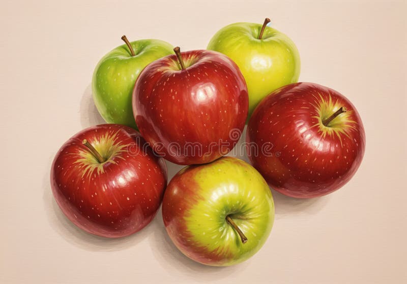Cluster of Red and Green Apples in a Circular Arrangement Stock ...