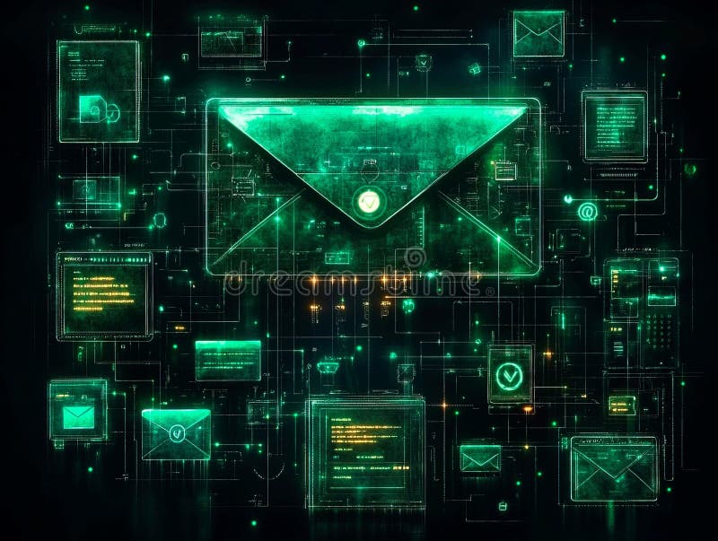 A Digital Artwork Showcases a Floating, Futuristic Email Envelope ...