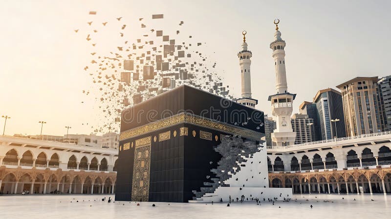 Fractured Kaaba in Mecca with Dispersing Cube Fragments, Islamic ...