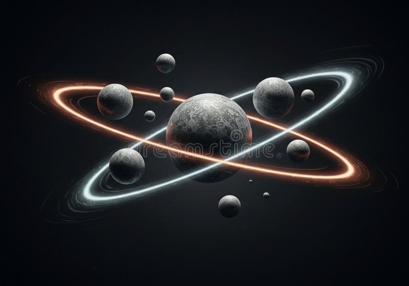 A Digital Artwork Showcasing a Stylized Planetary System with Multiple ...