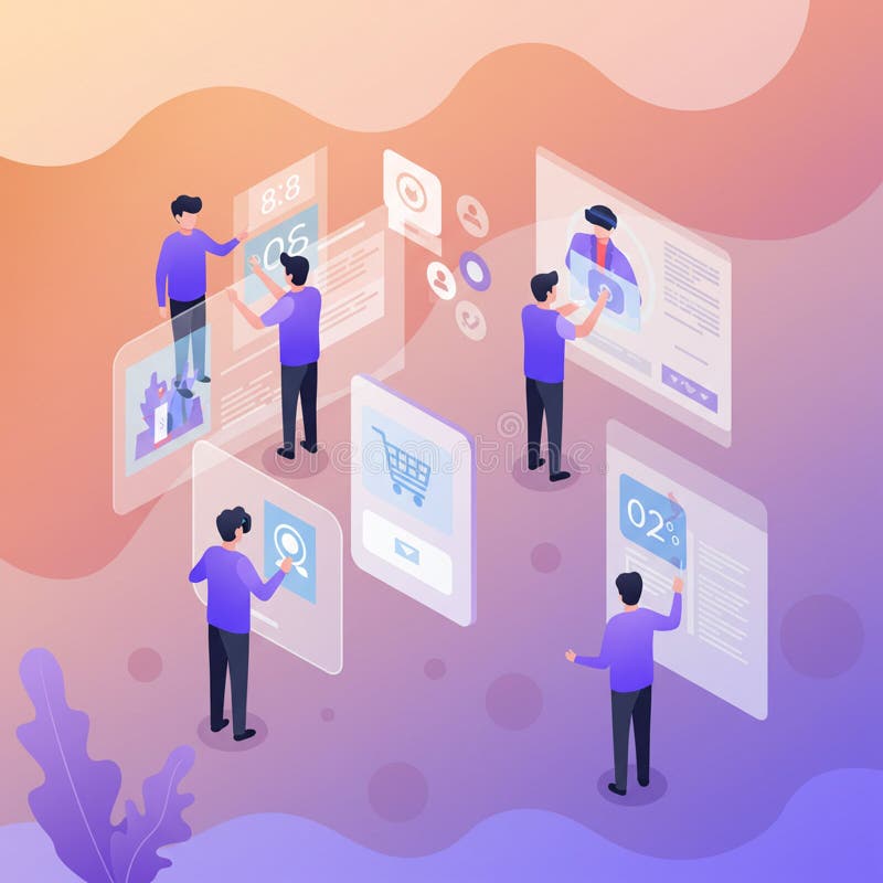 Floating Digital Artwork Displays Stock Illustrations – 229 Floating ...