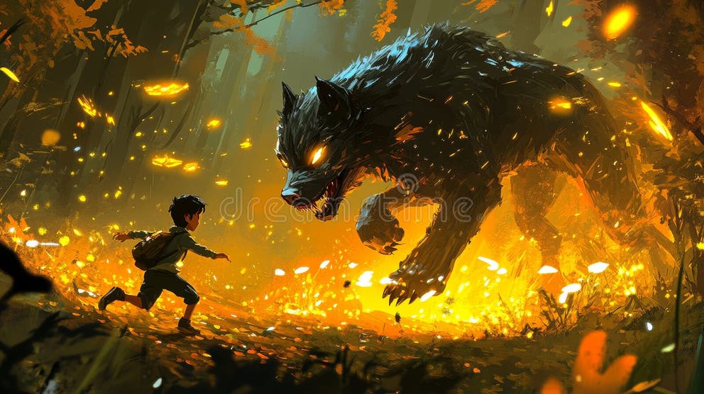 A Digital Artwork Showing a Man and His Legendary Wolf Running through ...
