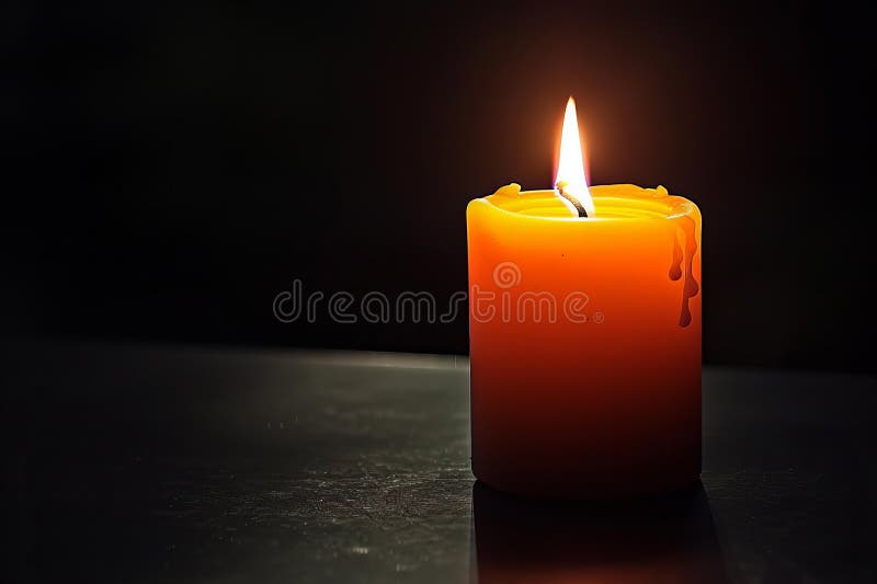 Digital Artwork of Single Candle Flame Glowing in the Darkness ...