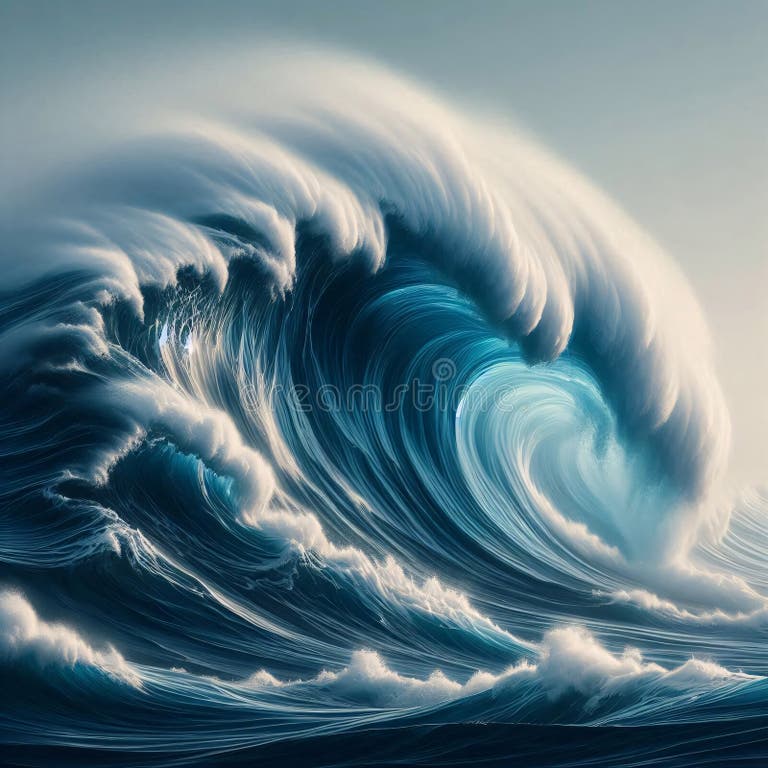 A Digital Artwork of a Stylized Wave with Intricate Lines and Patterns ...