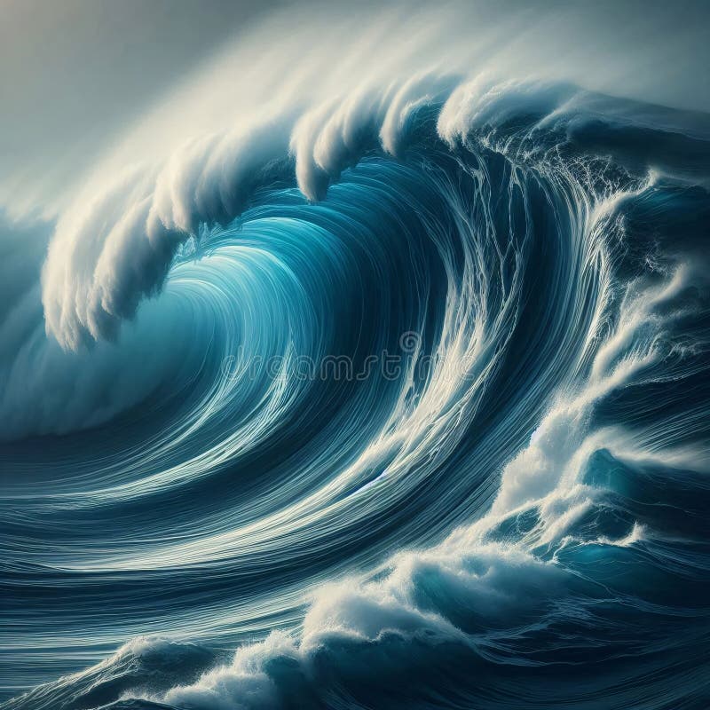 A Digital Artwork of a Stylized Wave with Intricate Lines and Patterns ...