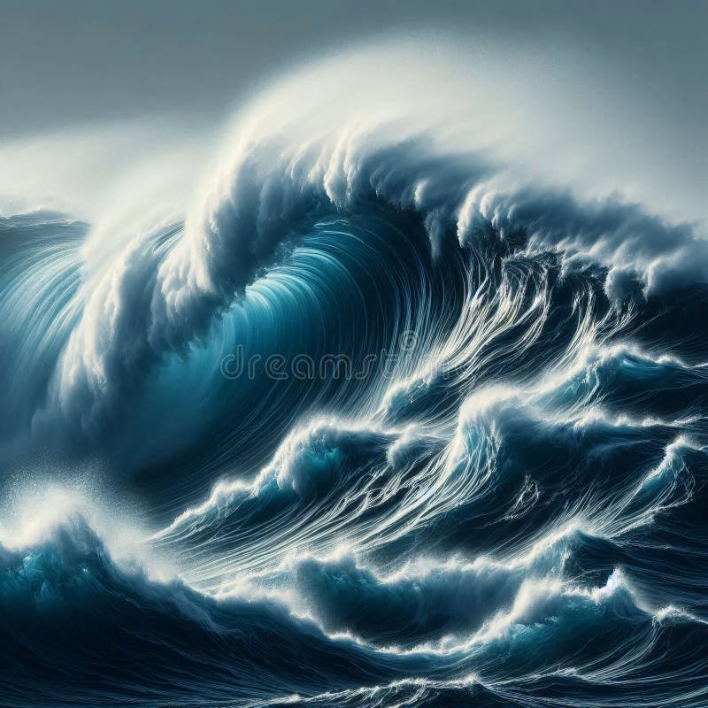 A Digital Artwork of a Stylized Wave with Intricate Lines and Patterns ...