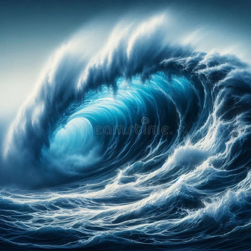 A Digital Artwork of a Stylized Wave with Intricate Lines and Patterns ...