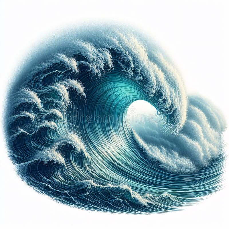 A Digital Artwork of a Stylized Wave with Intricate Lines and Patterns ...