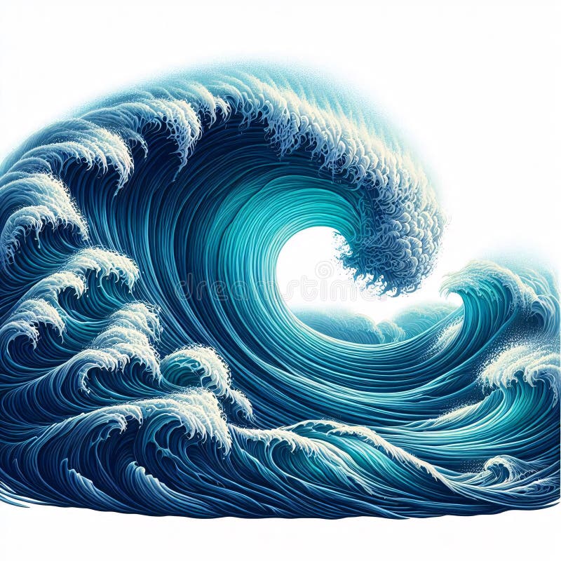 A Digital Artwork of a Stylized Wave with Intricate Lines and Patterns ...