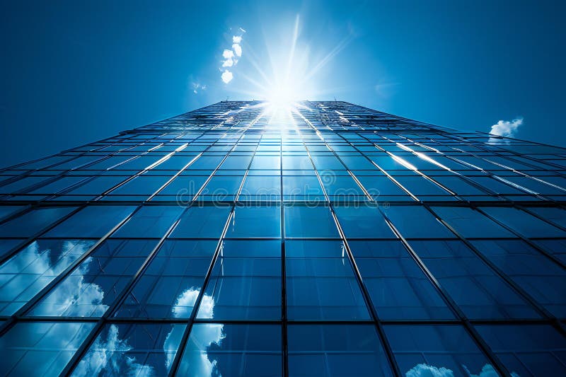 Digital Artwork of the Sun Shining Down on Tall Buildings, High Quality ...