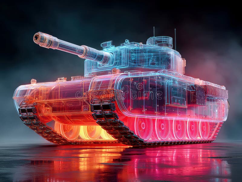 A Digital Artwork of a Tank with X-ray Transparency, Revealing Internal ...