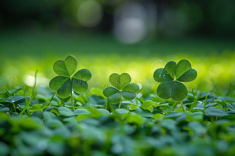 Digital Artwork of Two Four-leaf Clovers in the Grass, Symbolizing Good ...