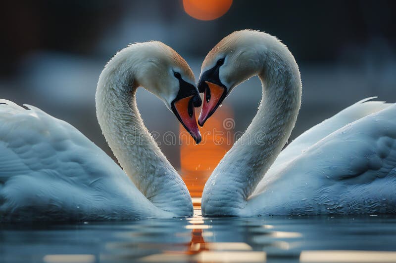 Two Swans, Facing Each Other, is a Stunning Image. Stock Illustration ...