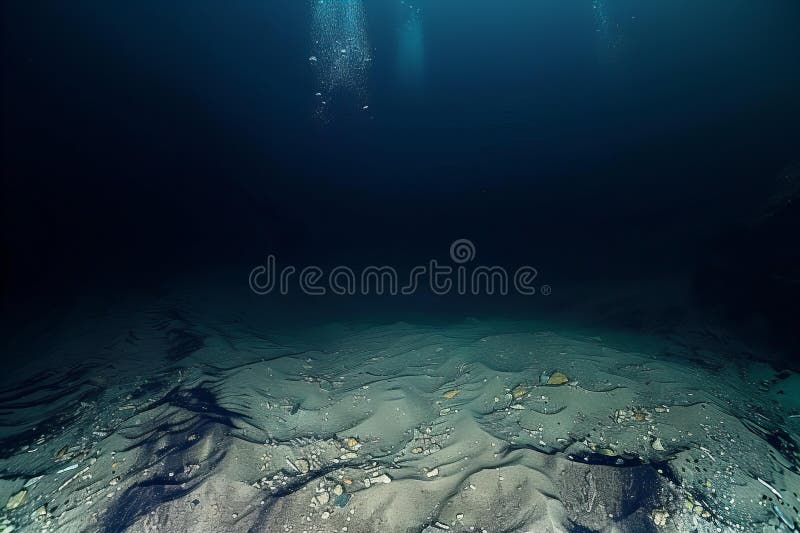 Digital Artwork of Underwater View of the Ocean Floor, with Darkness ...