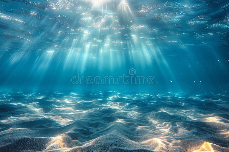 Digital Artwork of Underwater View of the Ocean Floor with Light Rays ...